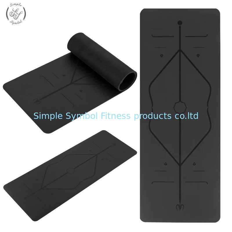 Natural Rubber Yoga Mat, Carved Body position lines Non-Slip Fitness pad 5mm Excercise Pad supplier