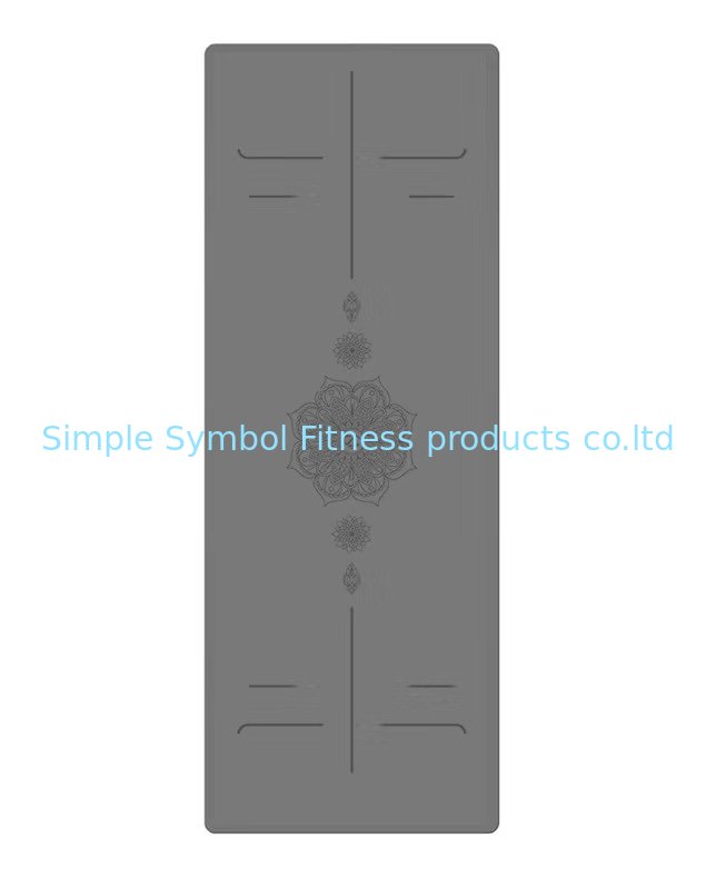 Rubber Yoga Mat  Body alignment lines Non-Slip Fitness pad Grey- Light Color supplier
